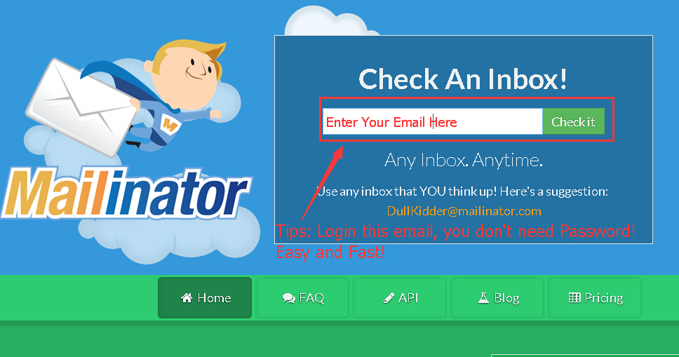 Log in: mailinator.com